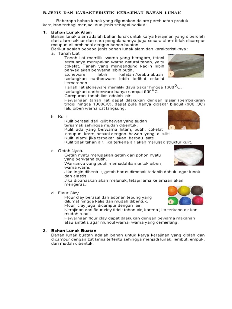 B. Jenis Dan Karakteristik Kerajinan Bahan Lunak | PDF