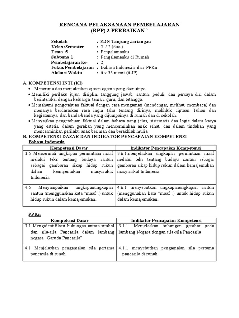 RPP 2 Perbaikan | PDF | Seni & Disiplin Bahasa | Kajian Bahasa Asing