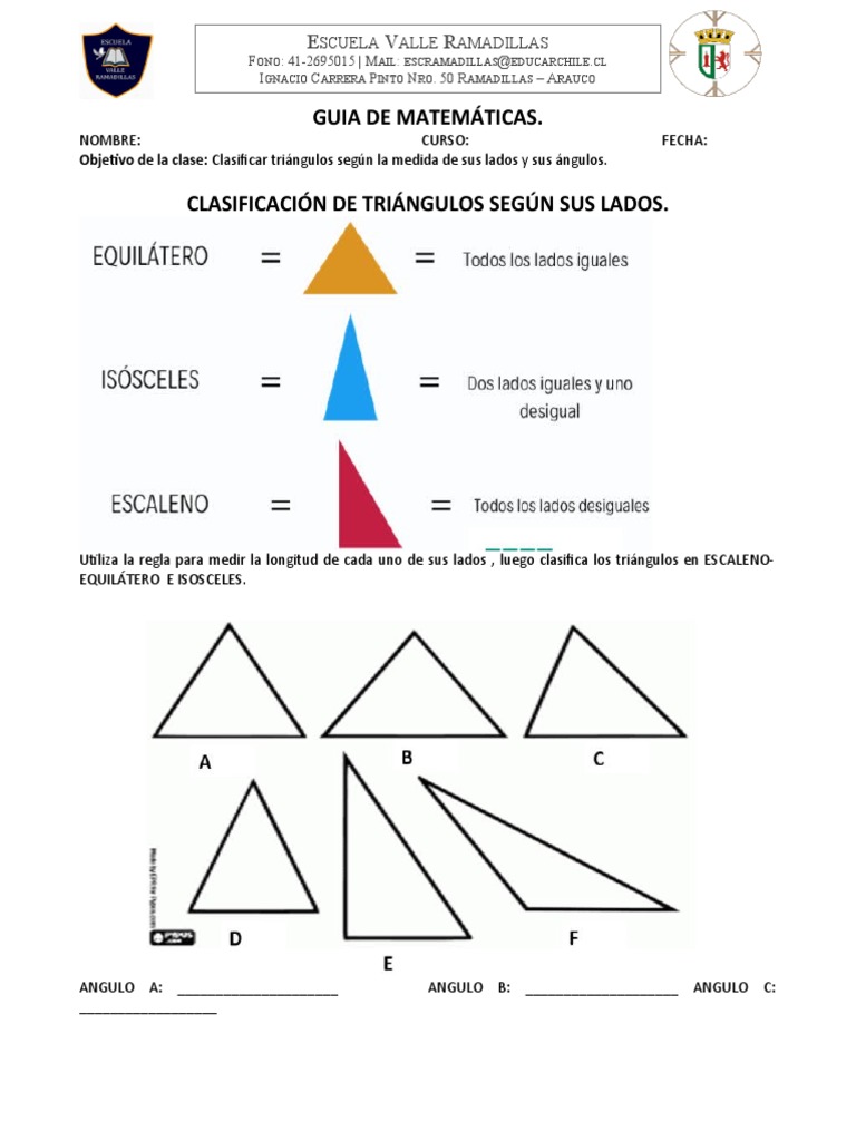 guia clasificar triangulos según lados y ángulos martes 6 de septiembre ...