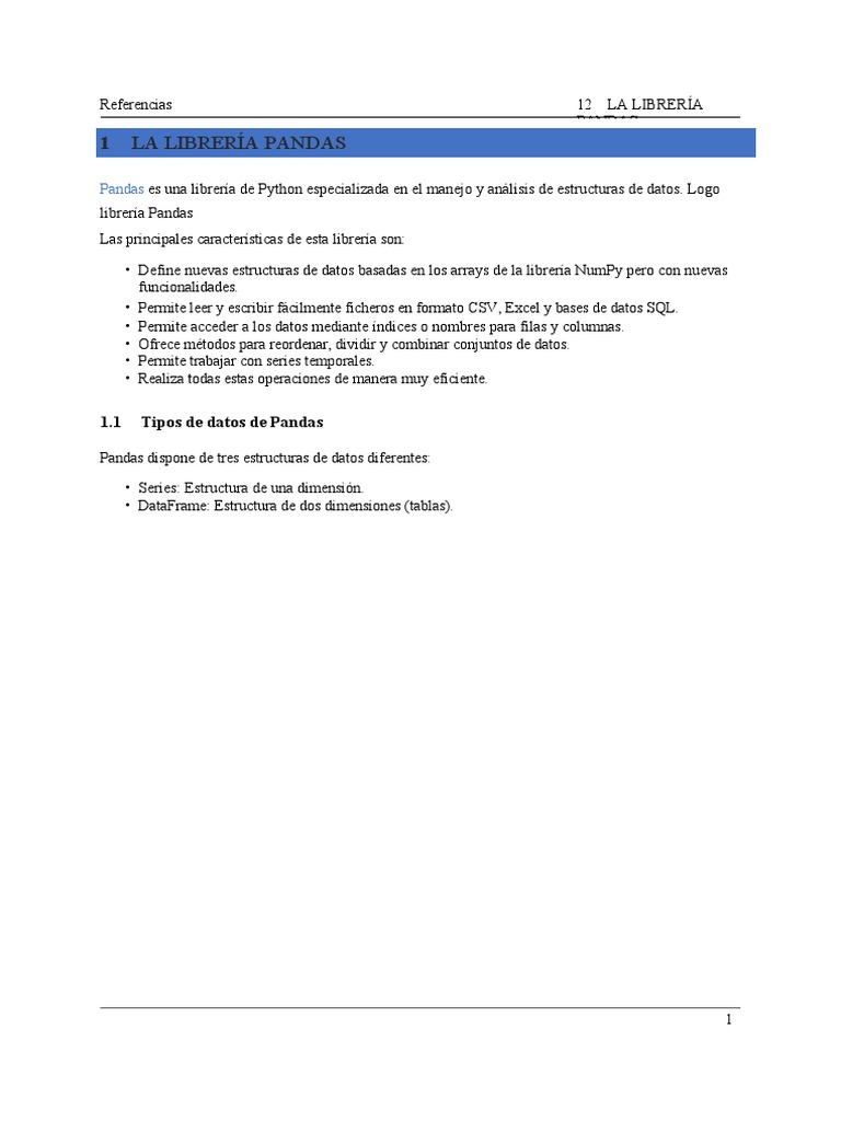 12 La Librería Pandas Pdf Objeto Informática Biblioteca Informática 
