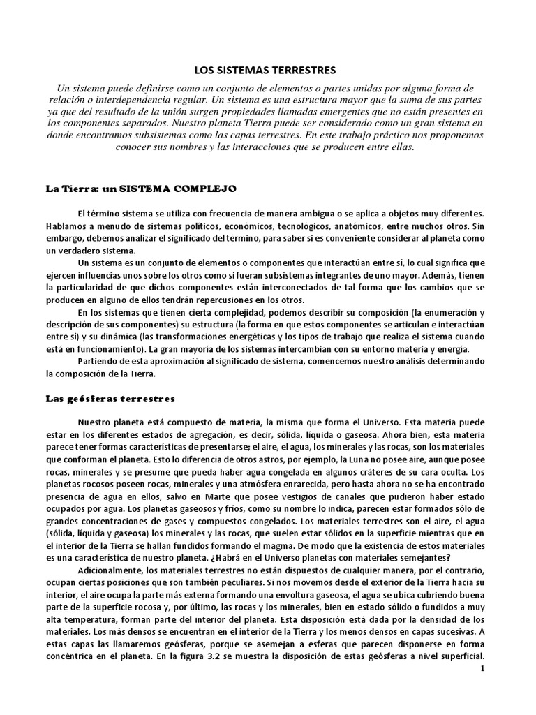 Las interacciones de las geósferas terrestres | PDF | Tierra | Sistema