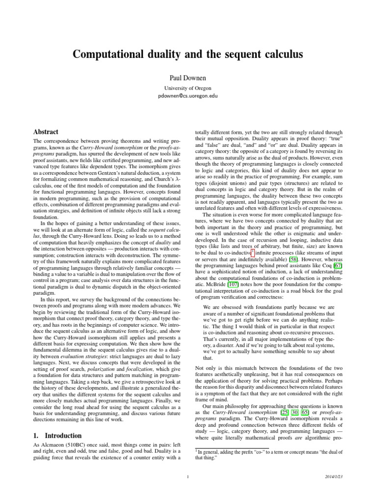 Computational Duality and The Sequent Calculus | PDF | Mathematical Logic | Deductive Reasoning