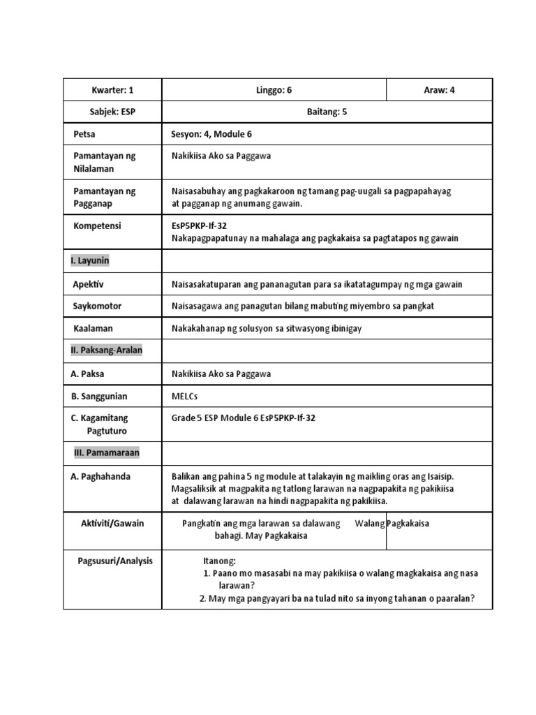 DLP EsP5 Q1 M6 Sesyon4 | PDF