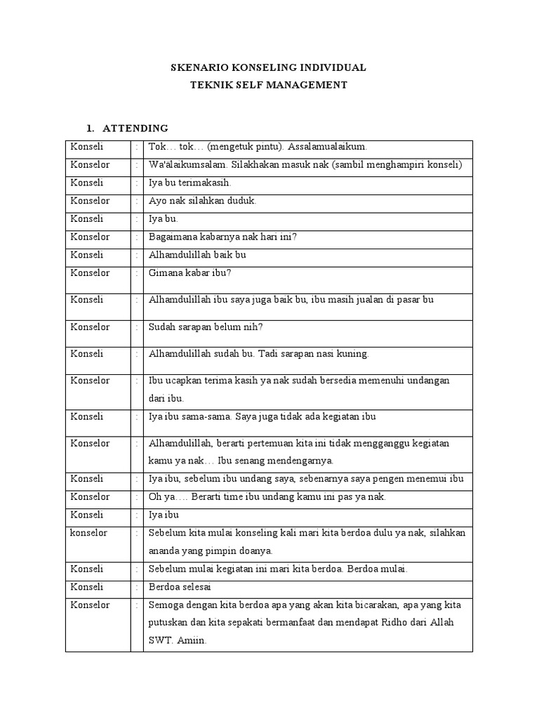 Skenario Konseling Individu Belajar | PDF
