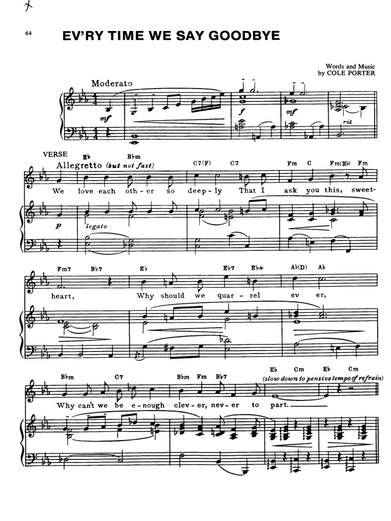 Cole Porter-Every Time We Say Goodbye | PDF