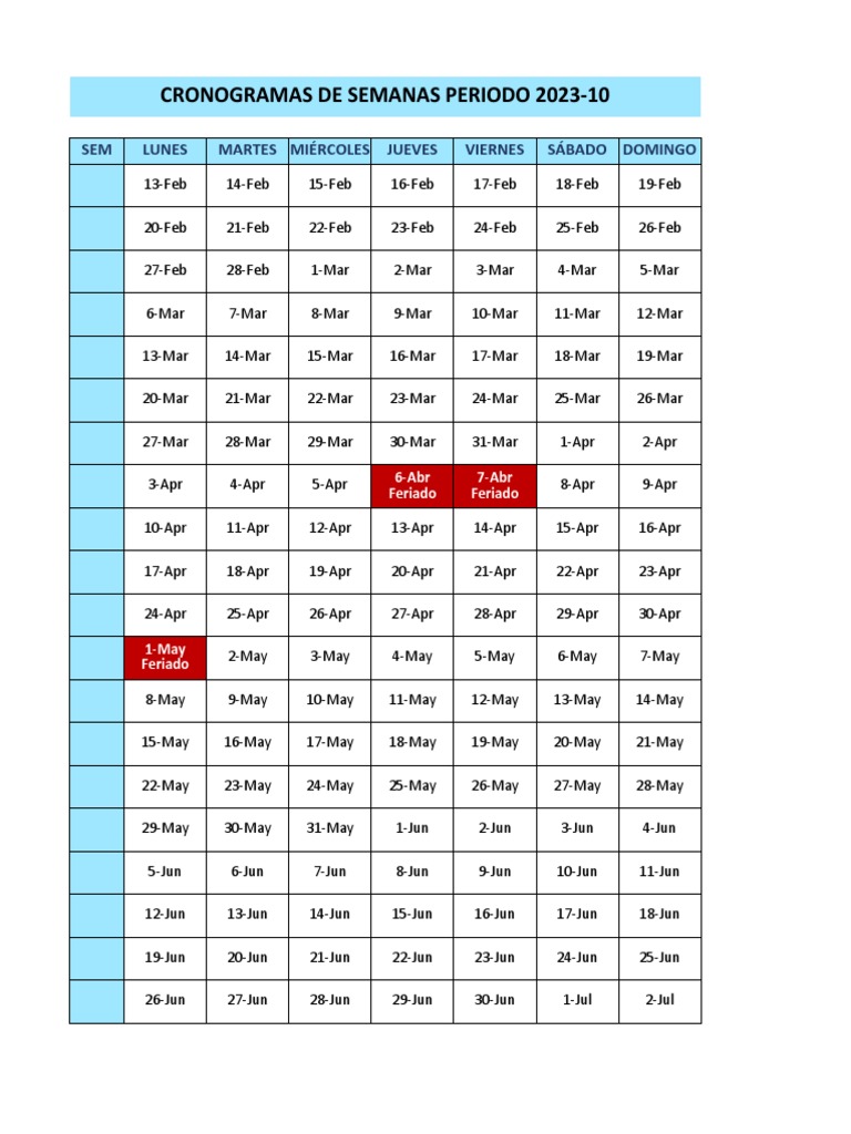 Calendario 202310 | PDF