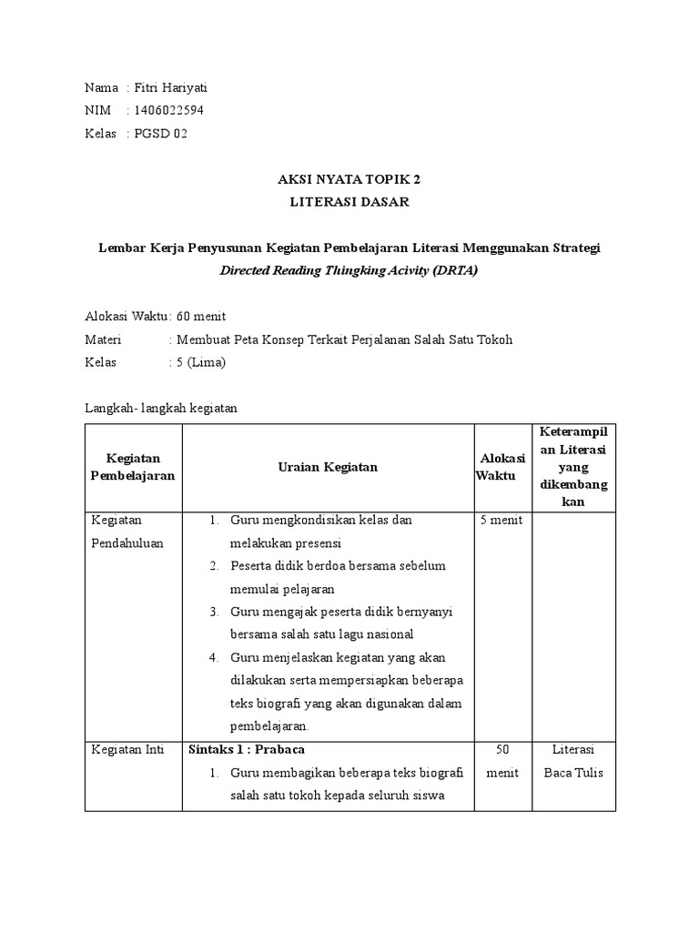 Aksi Nyata Topik 2 Literasi Dasar | PDF | Karier & Perkembangan | Sains & Matematika