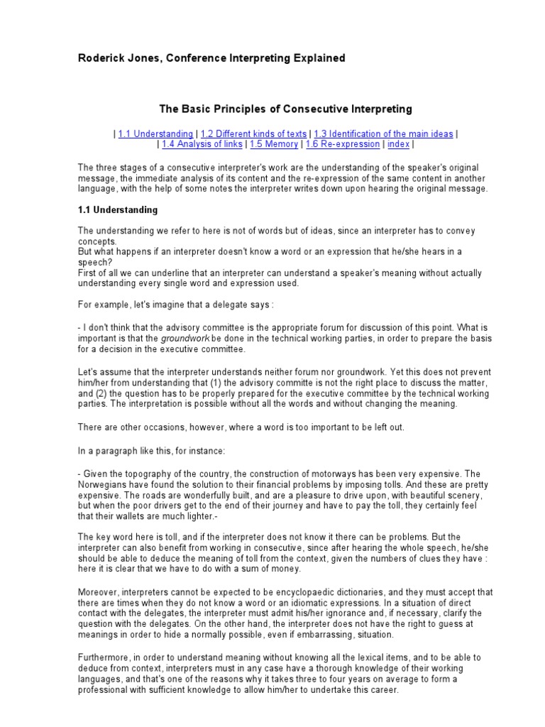The Basic Principles of Consecutive Interpreting R Jones-2 | PDF ...