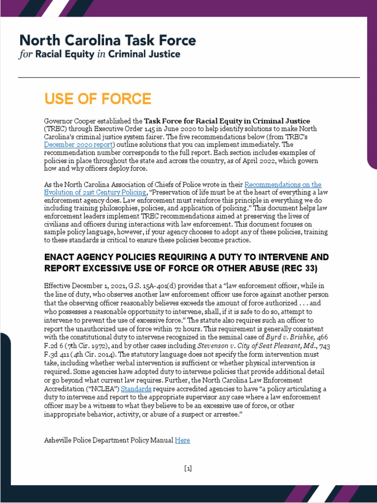 TREC Use of Force Policy Guidelines | PDF | Law Enforcement | Crime ...