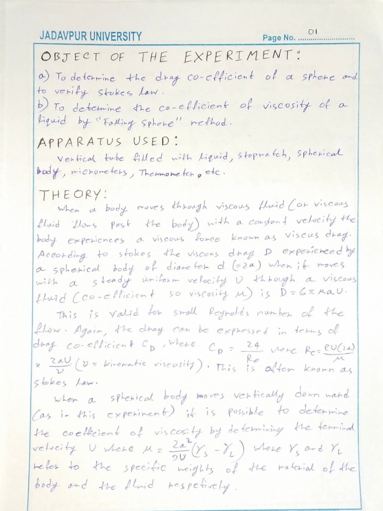 Stokes Law | PDF | Viscosity | Process Engineering
