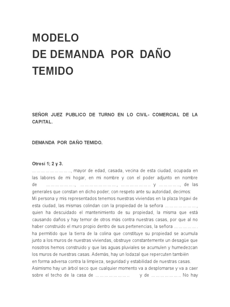 Demanda por Daño Temido en Bolivia | PDF | Derecho
