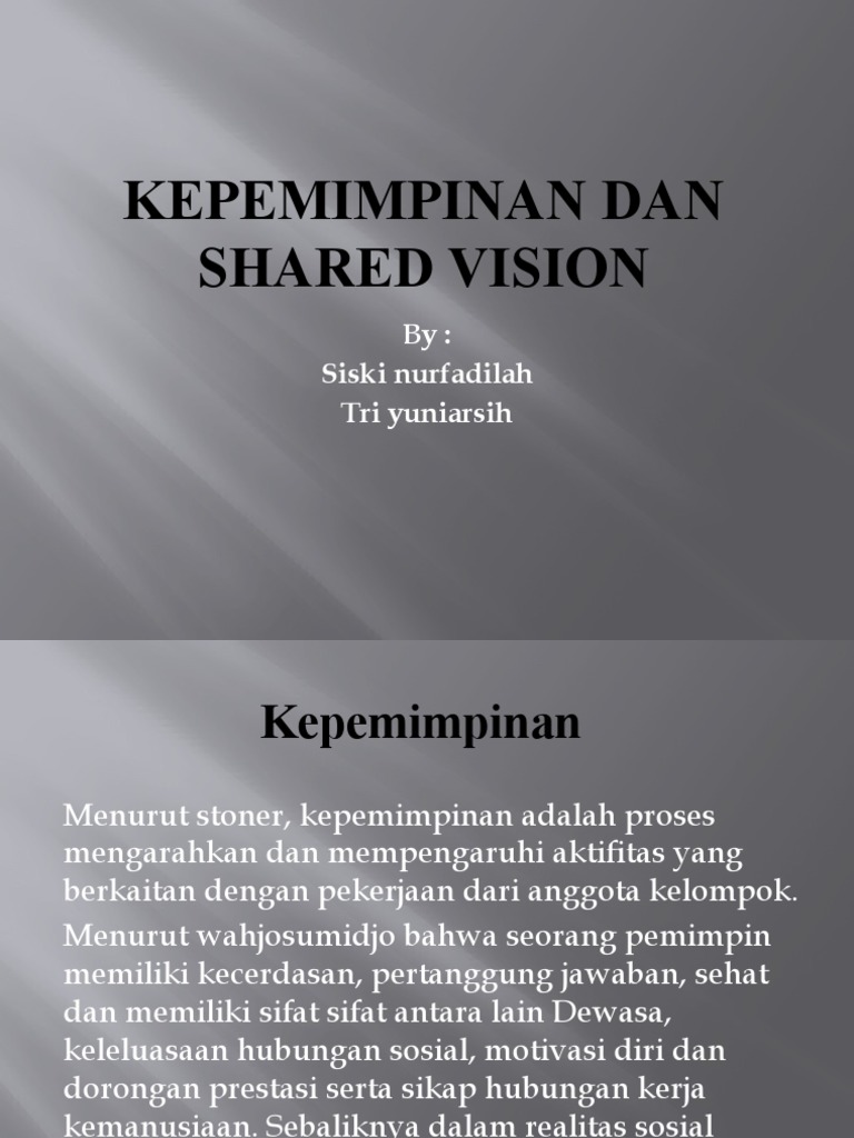 Kepemimpinan Dan Shared Vision | PDF