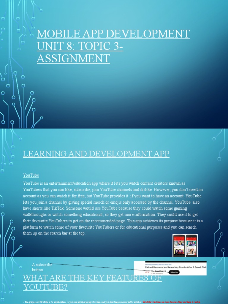 Mobile App Development Unit 8 (6) (1) Improved | PDF | You Tube | Communication