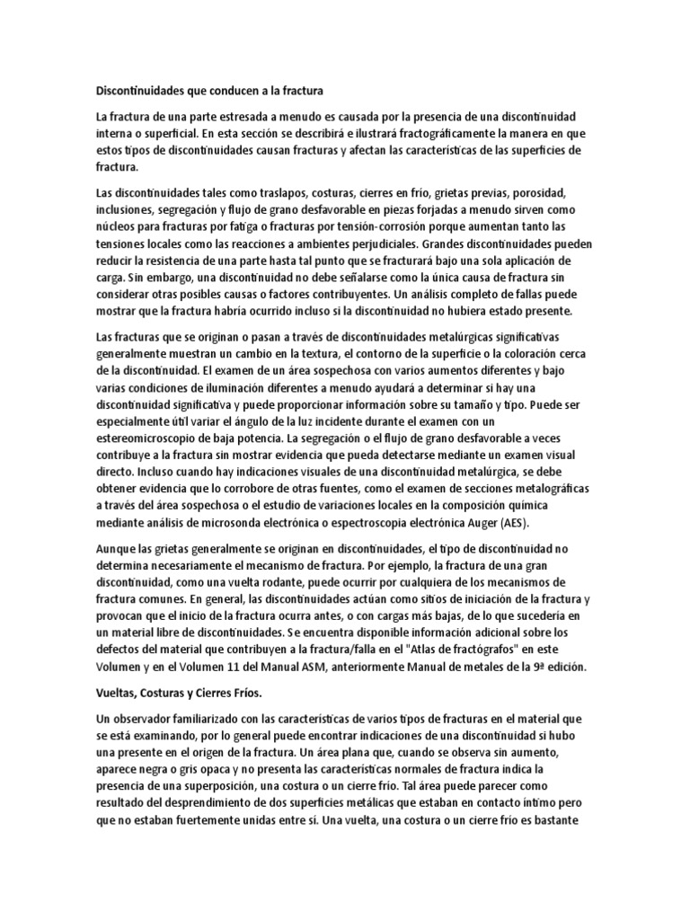 Discontinuidades y su impacto en fracturas | PDF | Fractura | Fatiga ...