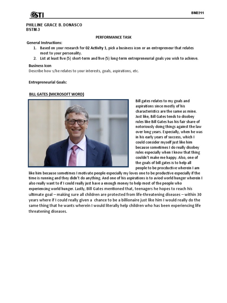 02 Performance Task 1 | PDF | Entrepreneurship | Psychology