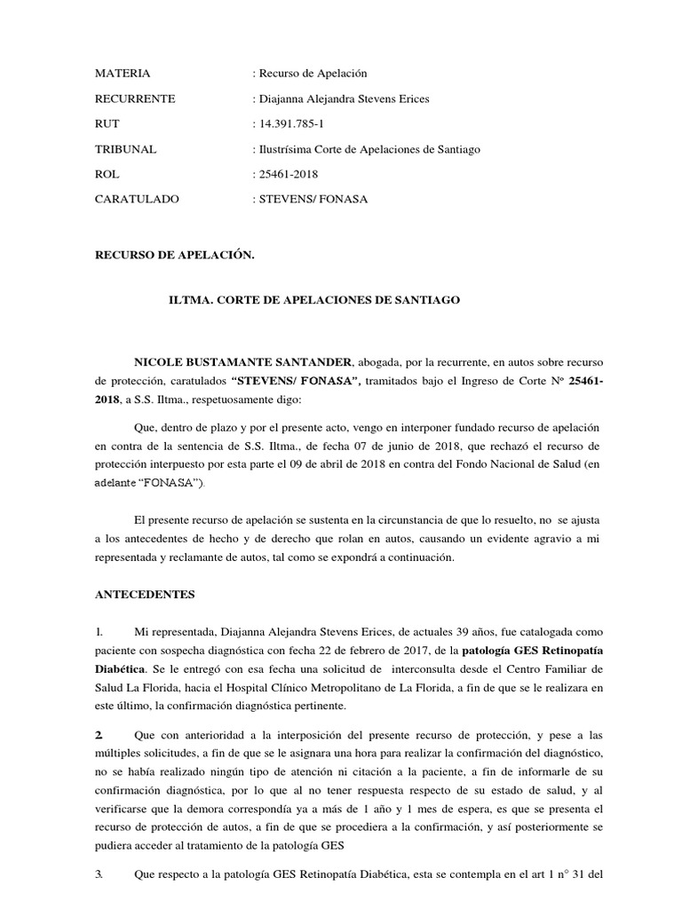 Modelo Recurso de Apelación-Protección | PDF | Apelación | Sentencia (ley)