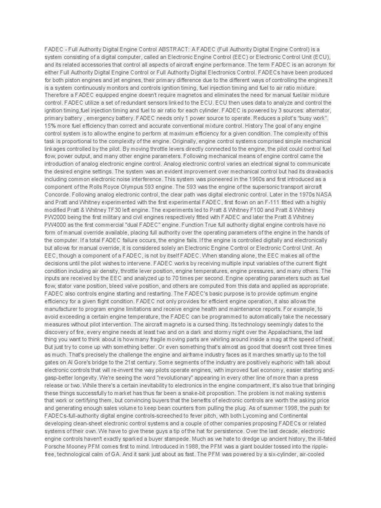 FADEC | PDF | Systems Engineering | Vehicle Parts