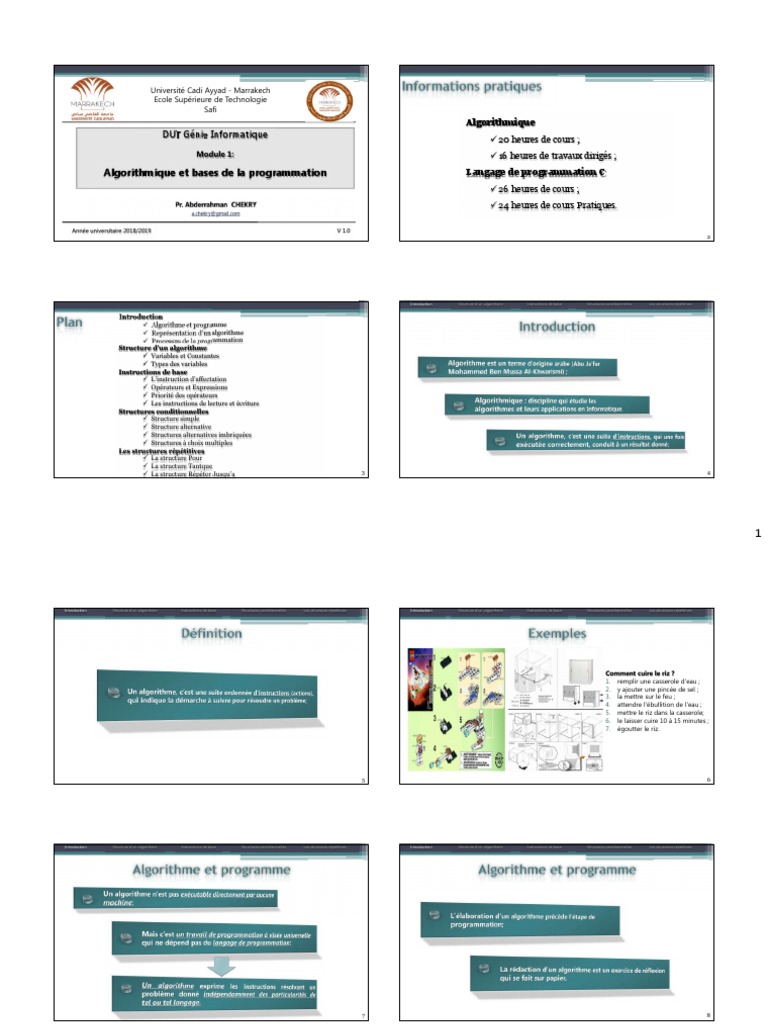 Algo Cours 1 | PDF | Programme informatique | Programmation