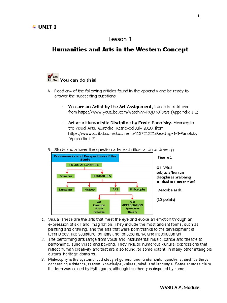 1 final-LESSON-1-U1-Humanities-and-Arts-in-the-Western-Concept-dally | PDF | Humanities | The Arts