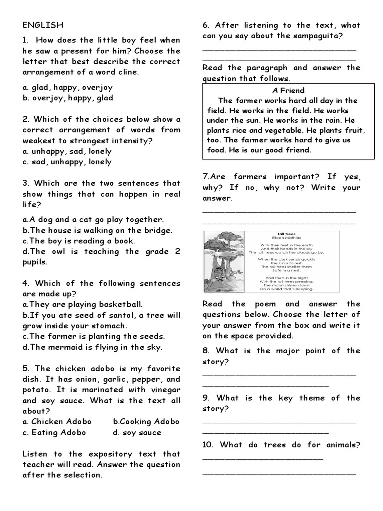 English Review Test | PDF | Foods