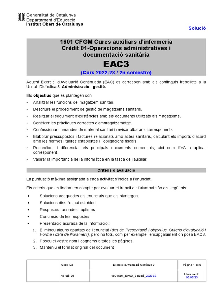 EAC 3 Administración Sanitaria | PDF