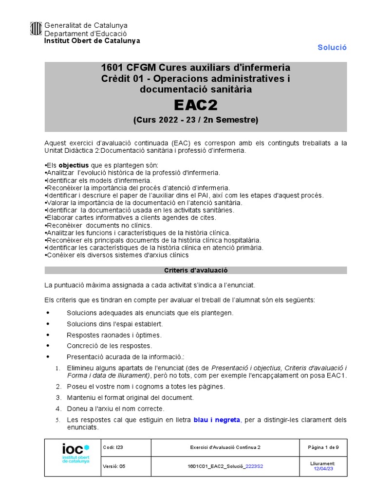 EAC 2 Administración sanitaria | PDF
