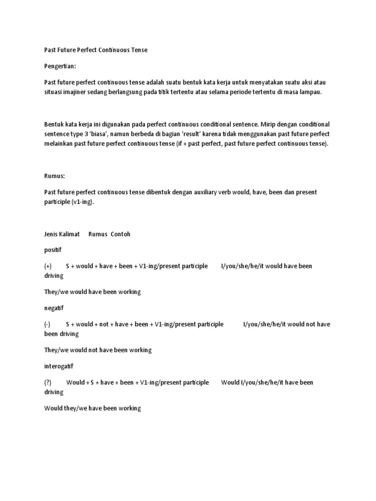 Past Future Perfect Continuous | PDF