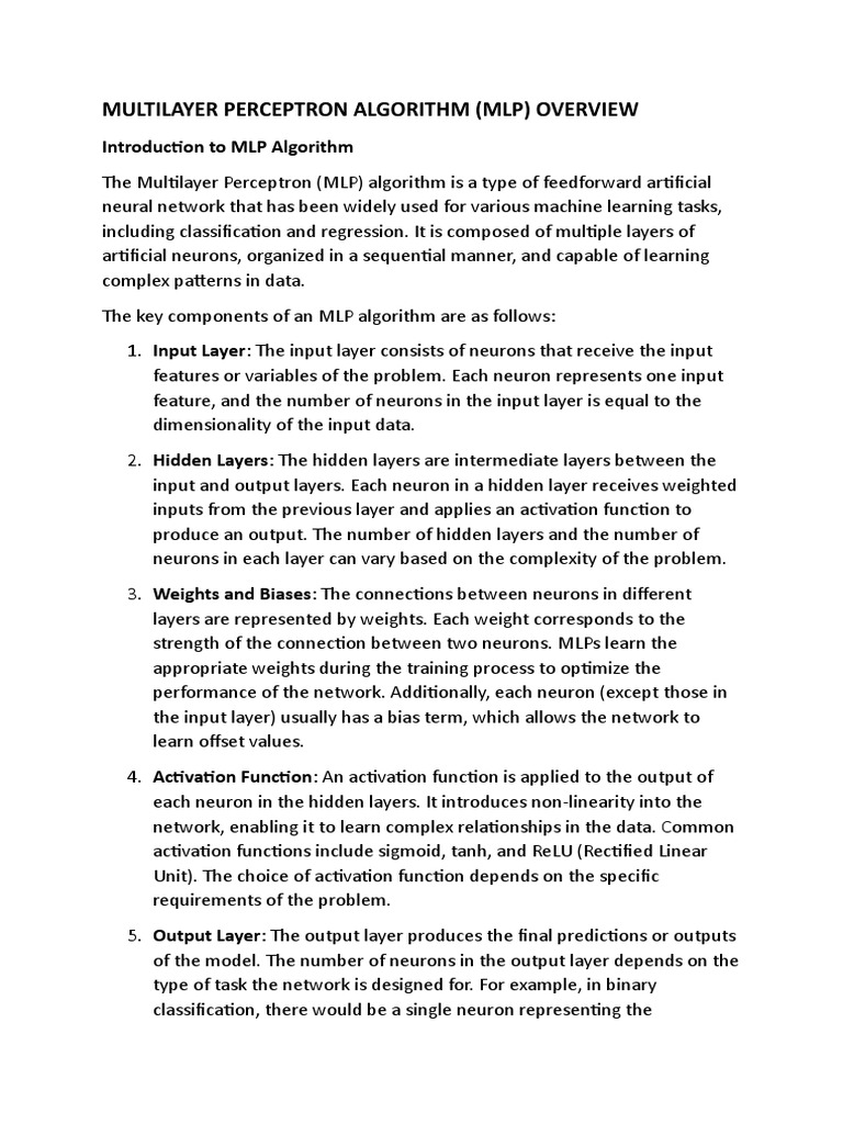 Multilayer Perceptron Algorithm | PDF | Cognitive Science | Learning