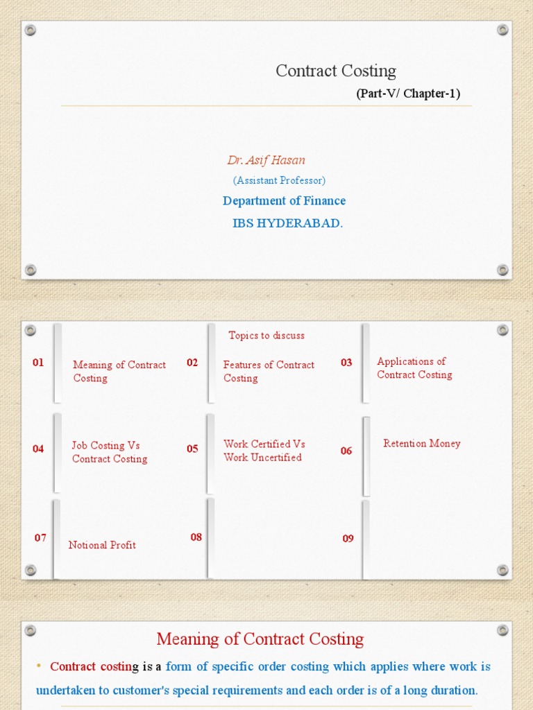 Contract Costing | PDF | Expense | Cost