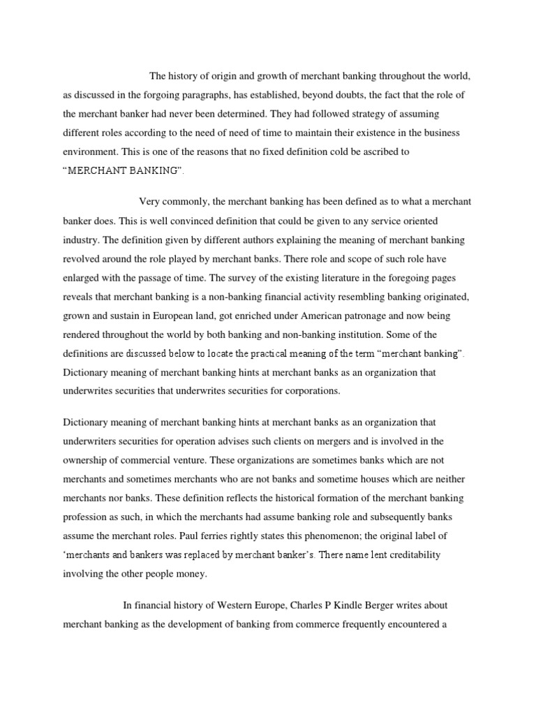 The History of Origin and Growth of Merchant Banking Throughout The ...