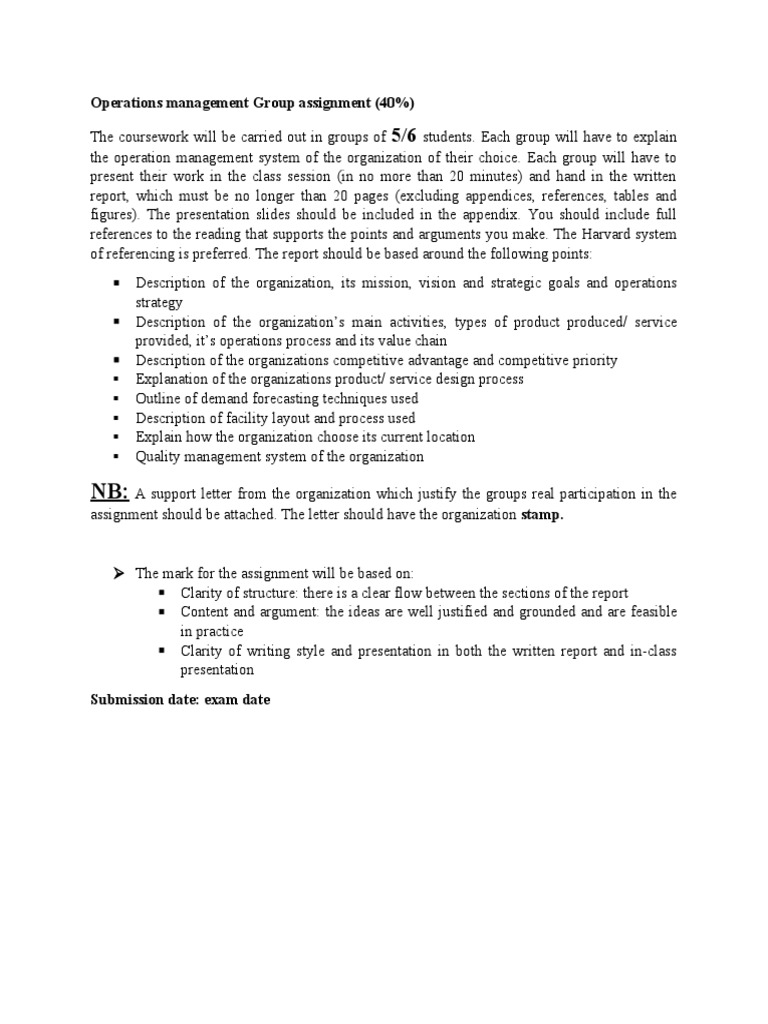 Operations Management Group Report | PDF