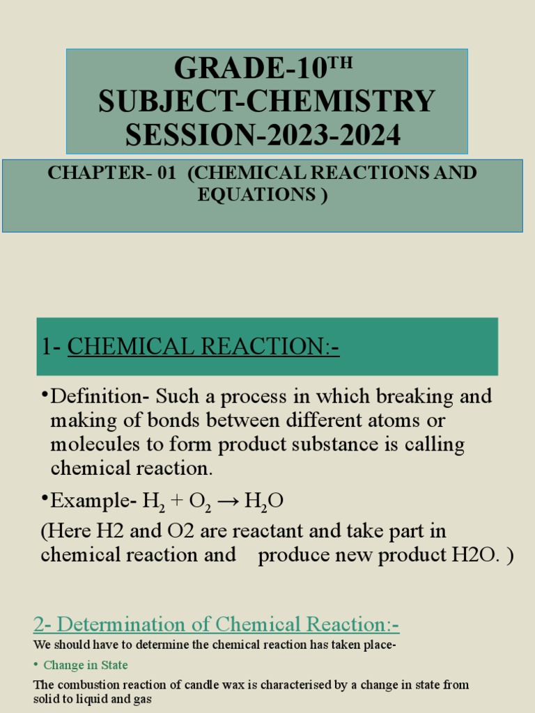 Chemical Reactions and Equations Class 10 | PDF | Chemical Reactions ...