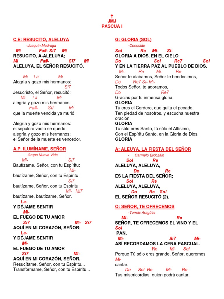Himnos y canciones para celebrar la Pascua de Resurrección | PDF | Cristo (título) | Pascua de ...