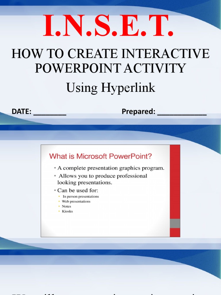 Inset Powerpoint Presentation - Hyperlink Activity | PDF