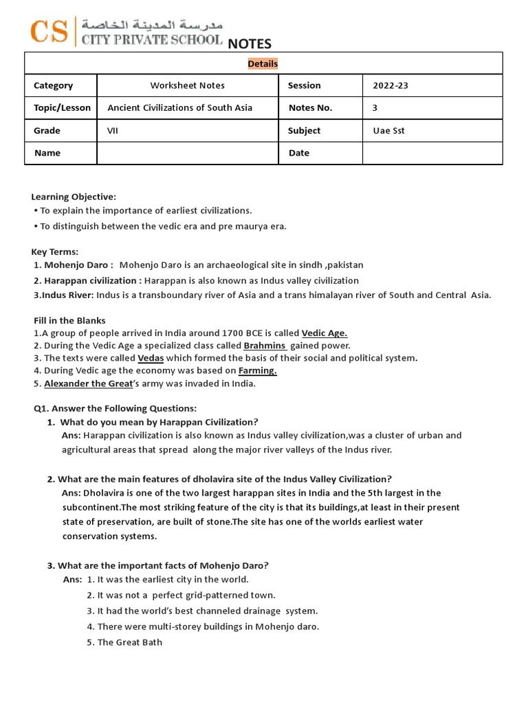 Ancient Civilization Notes | PDF | Vedas | Asia