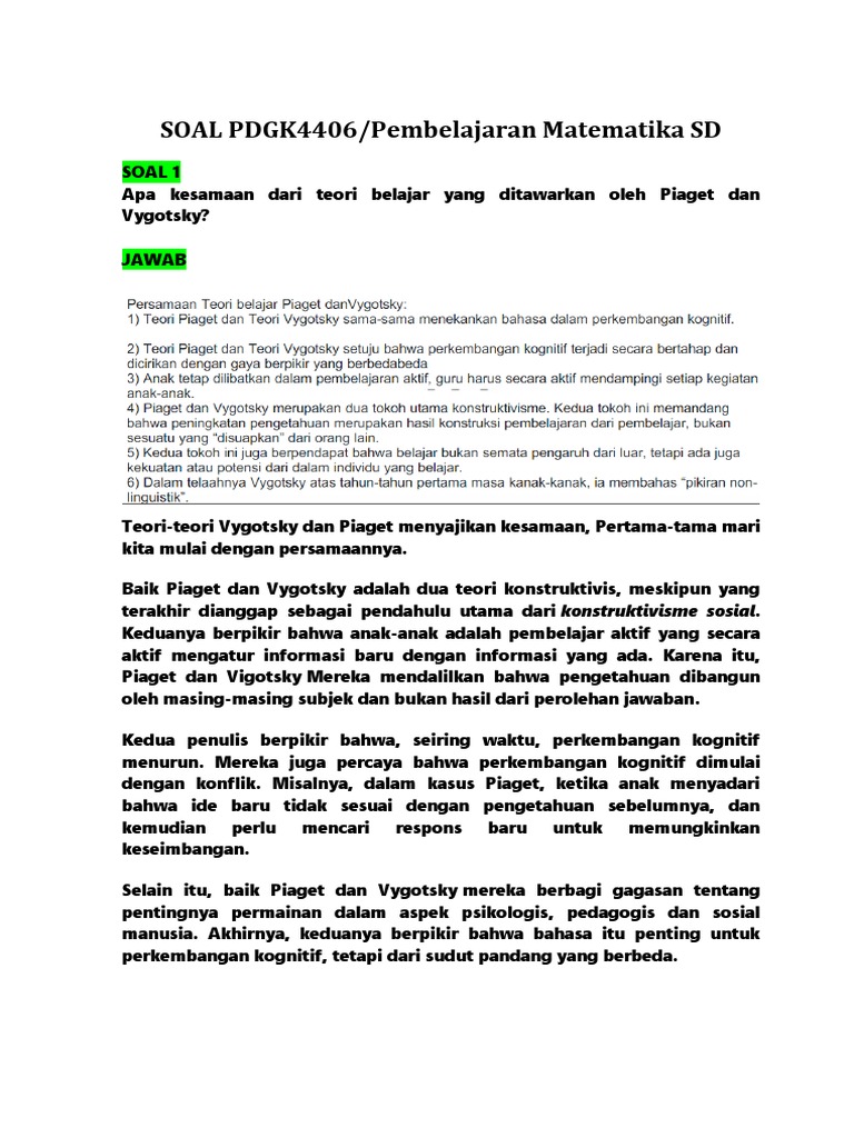 PDGK4406 Pembelajaran Matematika SD - 2 | PDF