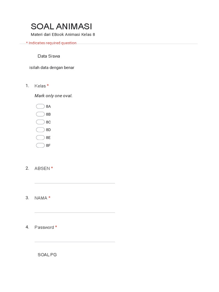 PH ANIMASI 8 - Google Forms | PDF
