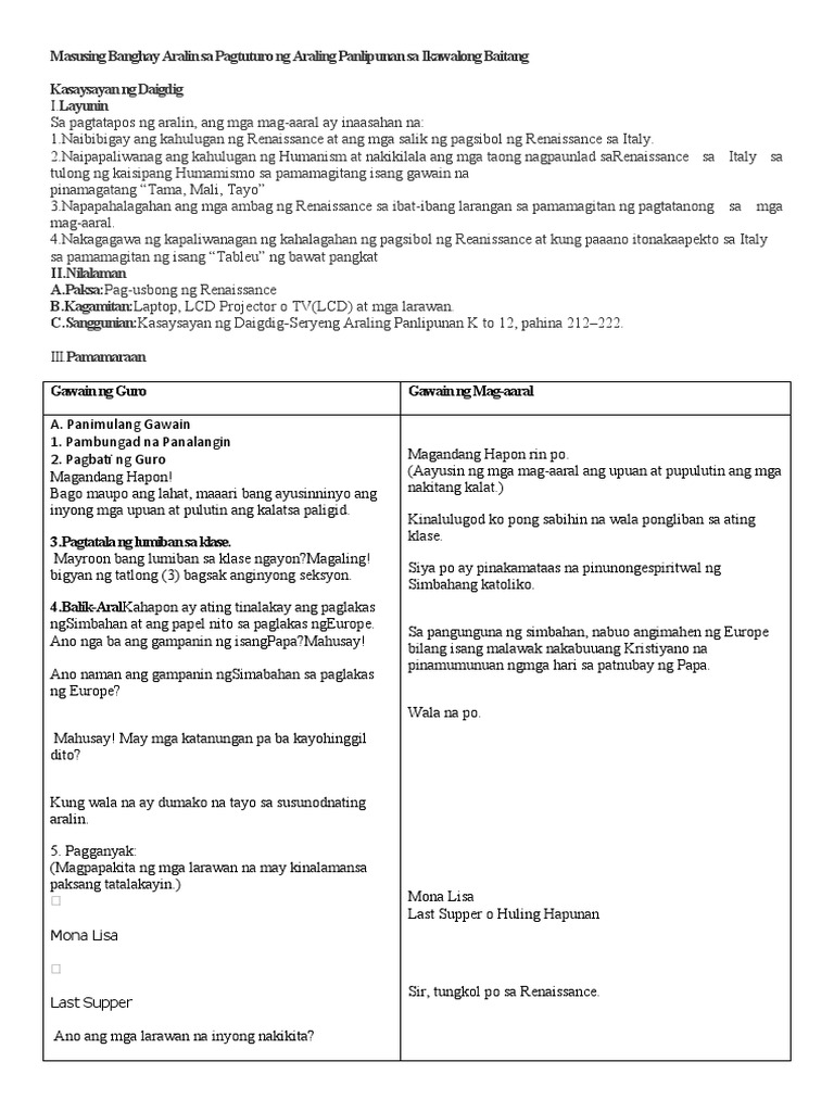 Masusing Banghay Aralin Sa Pagtuturo NG Araling Pa | PDF Masusing Banghay Aralin Sa Pagtuturo NG Araling Pa | PDF