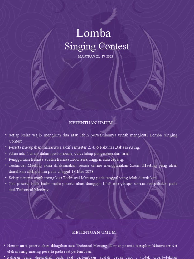 Lomba Singing Contest MANTRA 2023 | PDF