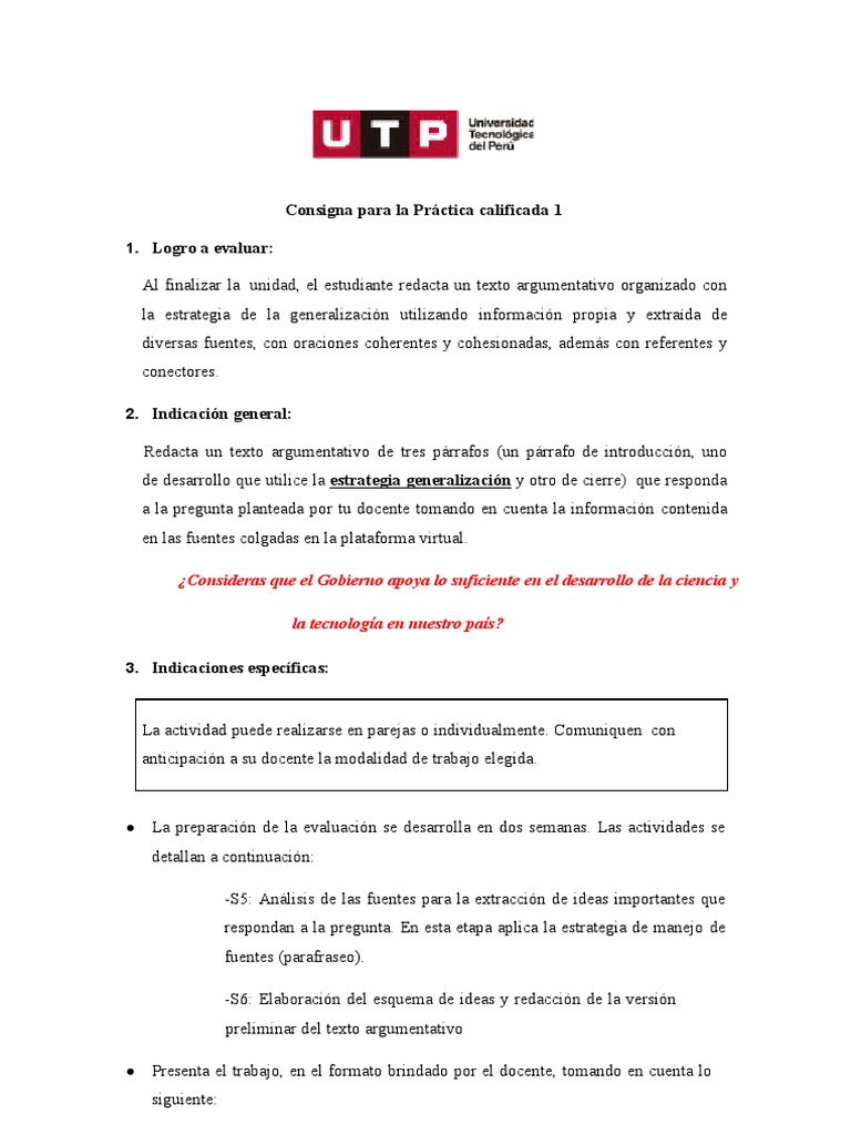 Entrega de La PC1 - Texto Argumentativo-Semana 07 | PDF | Perú | Producto Interno Bruto