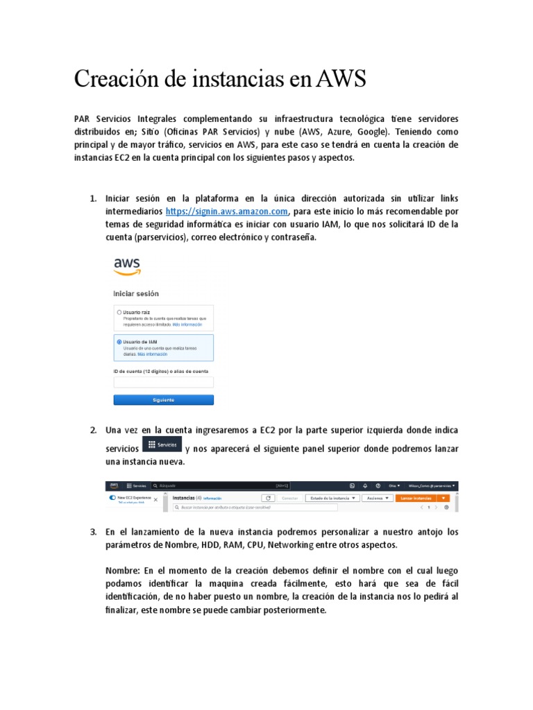 Creación de Instancias EC2 en AWS | PDF