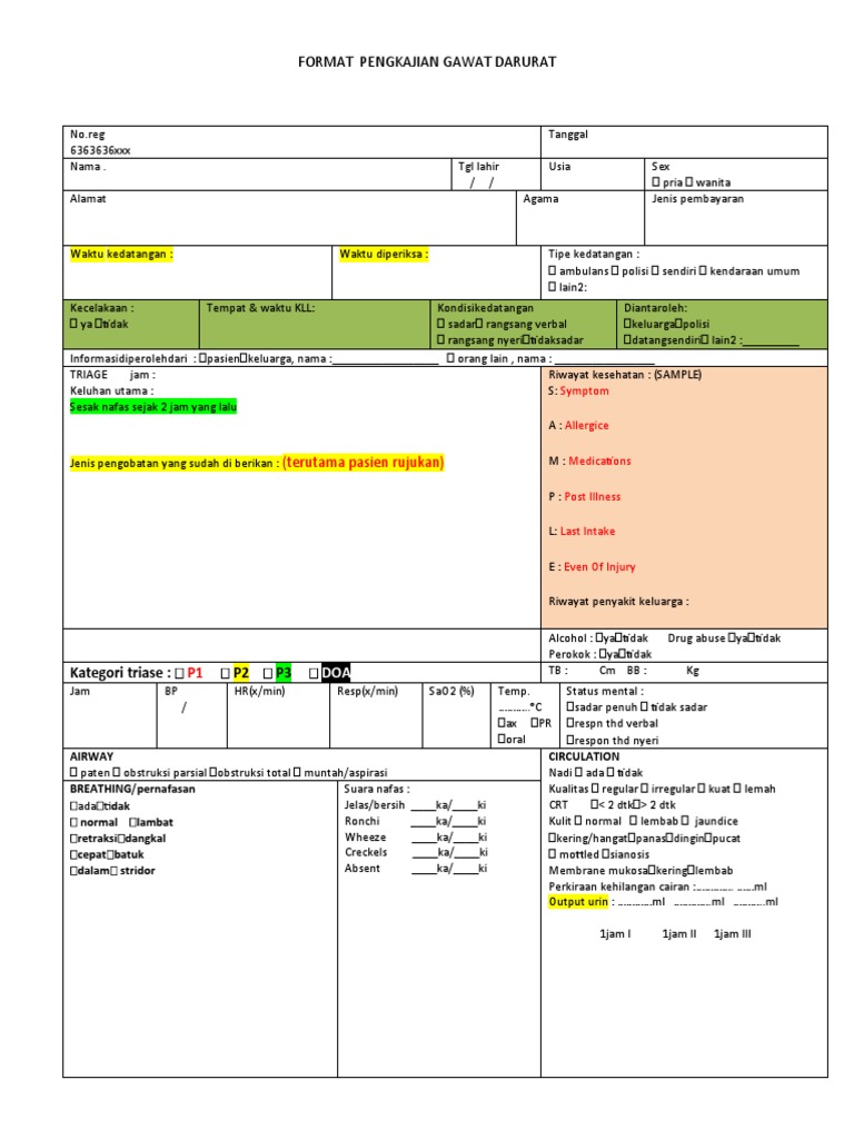 Lembar Pengkajian Gadar | PDF