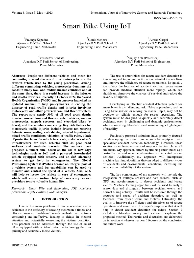 Smart Bike Using IoT | PDF | Power Supply | Internet Of Things