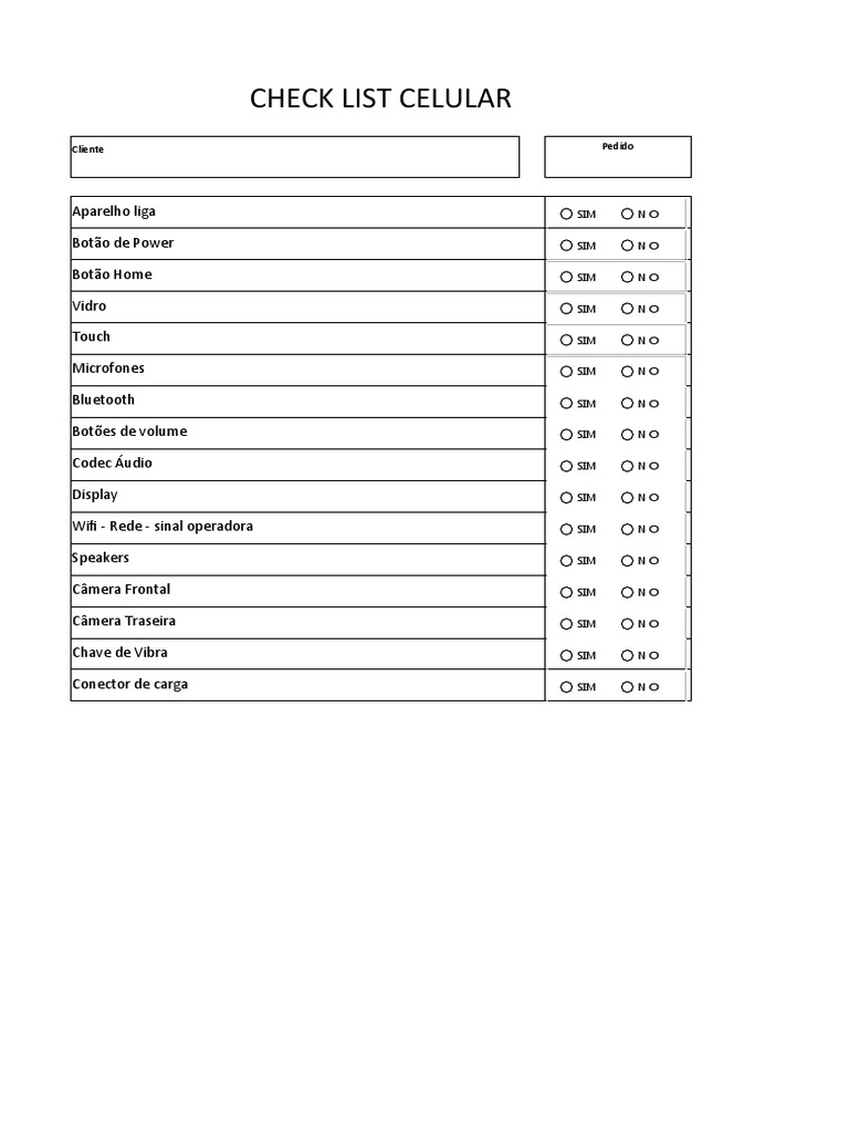 Checklist de Celular | PDF