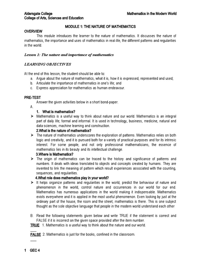 Module 1 | PDF | Pattern | Mathematics