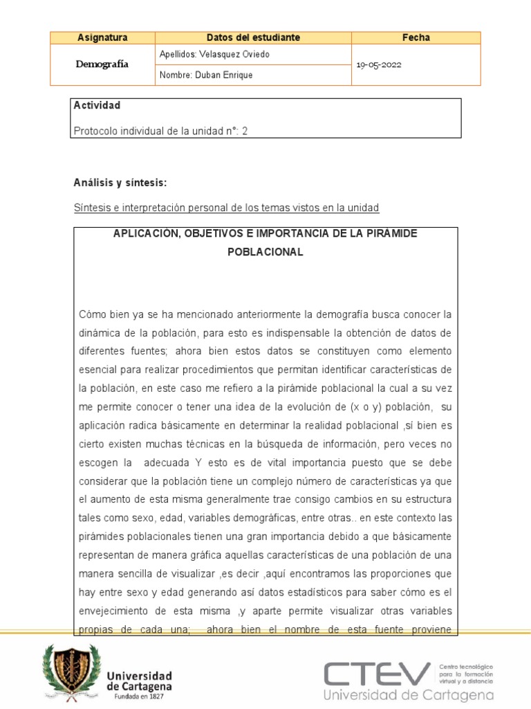 Protocolo Individual Demografia-2 | PDF | Demografía | Población