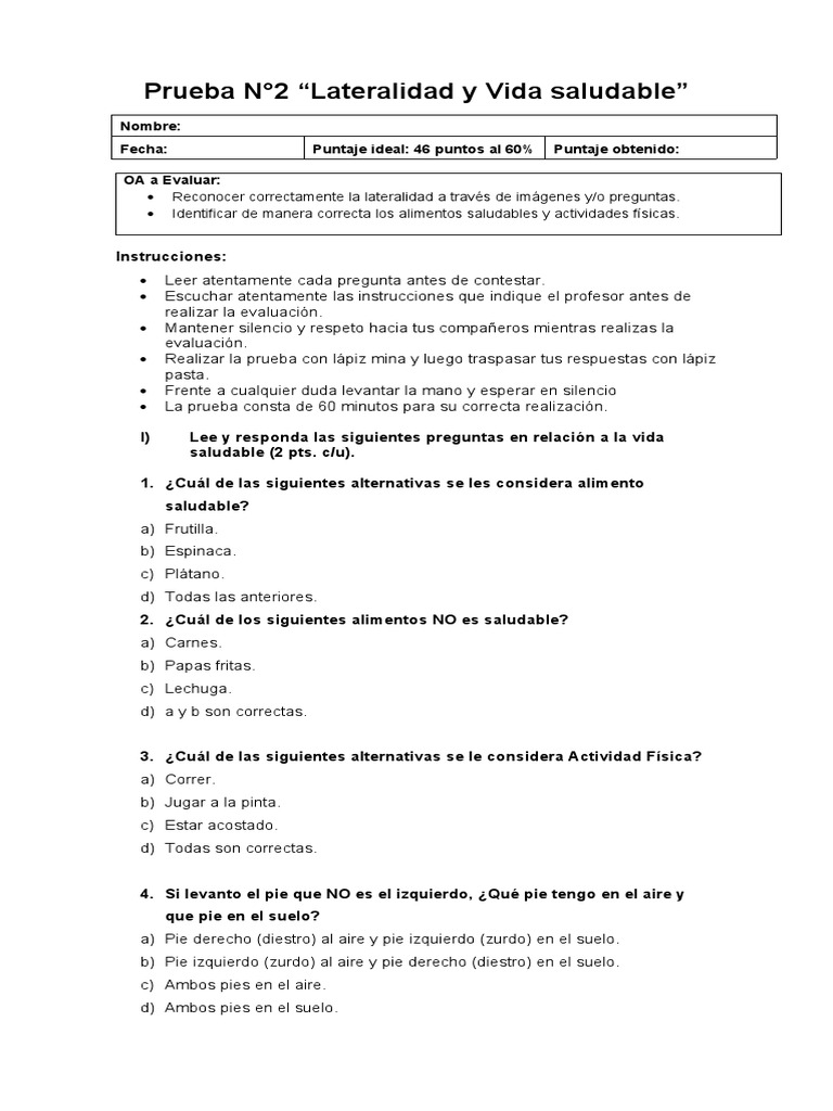 Prueba2 Lateralidad | PDF