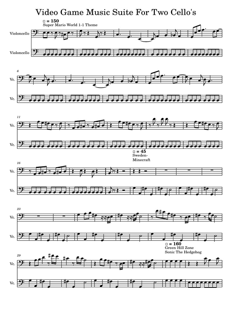 Video Game Suite For Cellos | PDF | Video Games | Video Game Franchises