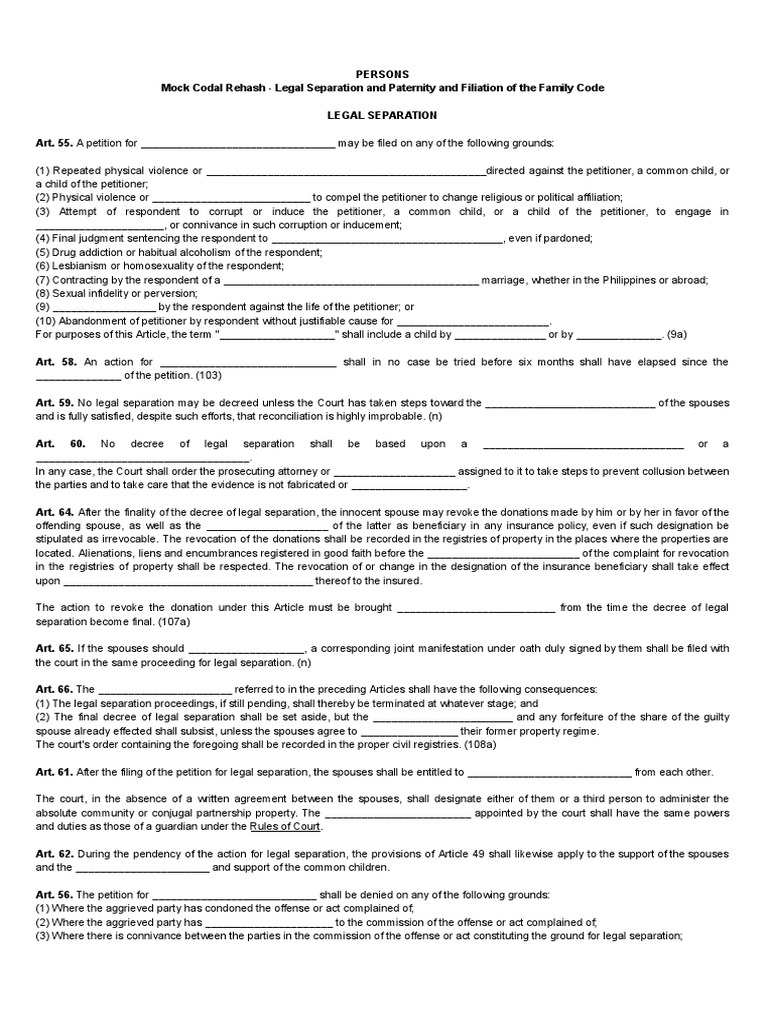 PERSONS Mock Codal Rehash - LS and P&F | PDF | Legitimacy (Family Law ...