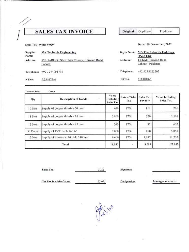 Sales Tax Invoice - 0001 | PDF | Invoice | Government Finances